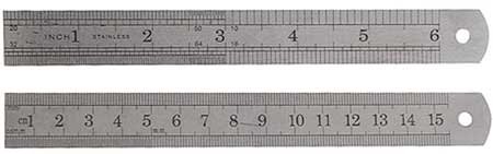 Workshop Ruler 2 Pack 6 Inch Double Sided Metal Rulers - SAE & Metric ...